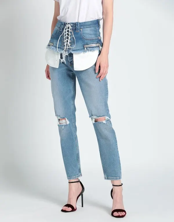 BEN TAVERNITI™ UNRAVEL PROJECT Denim Lace-up Corset Belt