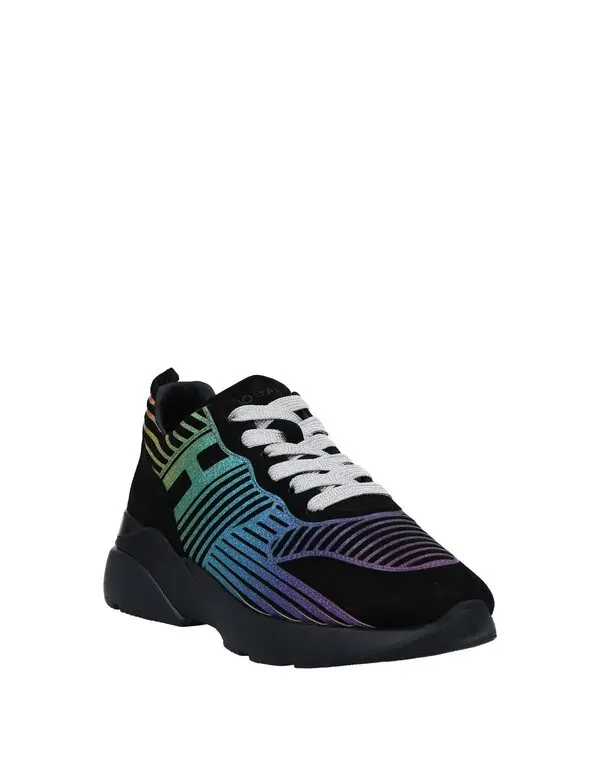 Hogan Multicolor Glittered Suede Lace Up Sneakers
