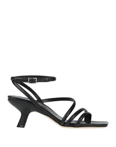 VIC MATIE Leather Thong Sandals - Black