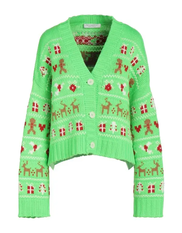 Philosophy Di Lorenzo Serafini Jacquard Knit Cardigan - Acid Green