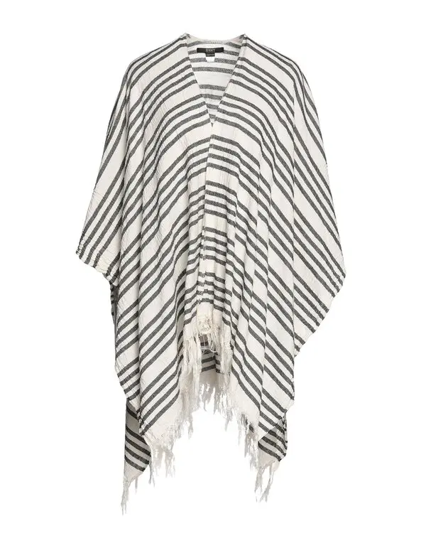 SEVENTY VENEZIA Cotton Cape With Stripes And Fringes