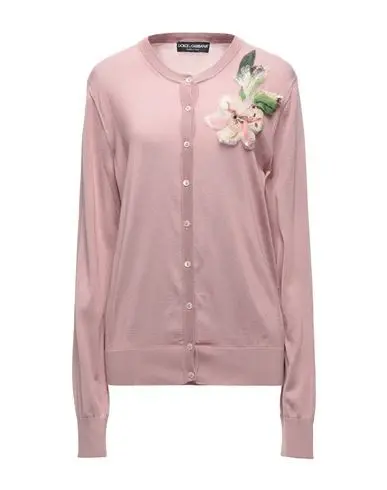 Dolce & Gabbana Cardigan With Floral Applique - Pastel Pink