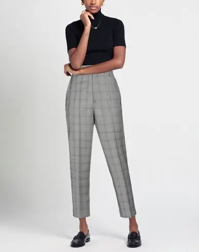 Erika Cavallini Glen Plaid Virgin Wool Pants - Grey