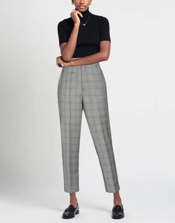 Erika Cavallini Glen Plaid Virgin Wool Pants - Grey