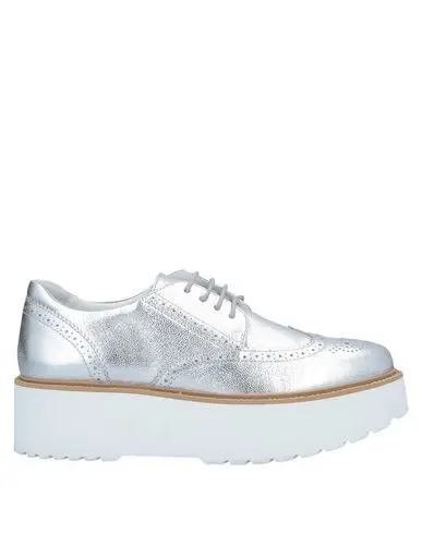 Hogan Lace-up Flatform Shoes In Metallic Leather