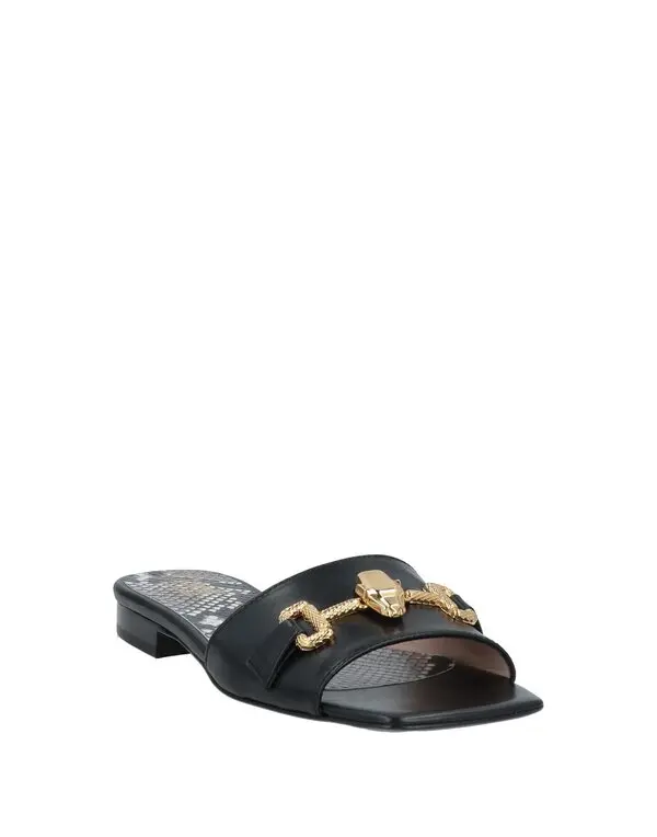 Roberto Cavalli Leather Sandals With Metal Applications