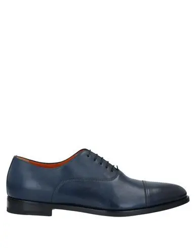 Santoni Leather Lace-up Oxford Shoes - Blue