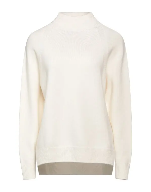 Peserico Turtleneck Virgin Wool Blend Knit Top - White