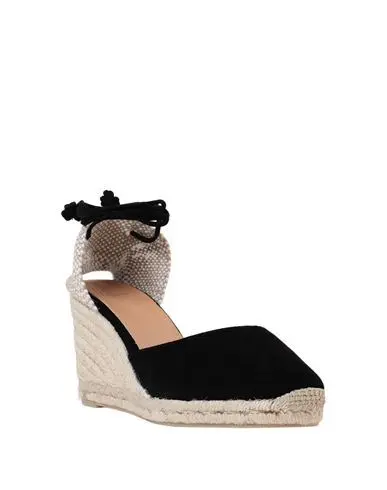 CastaÑer Leather Wedge Espadrilles - Black