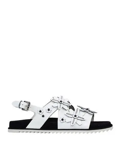 TOD'S Leather Sandals With Floral Appliqués - White