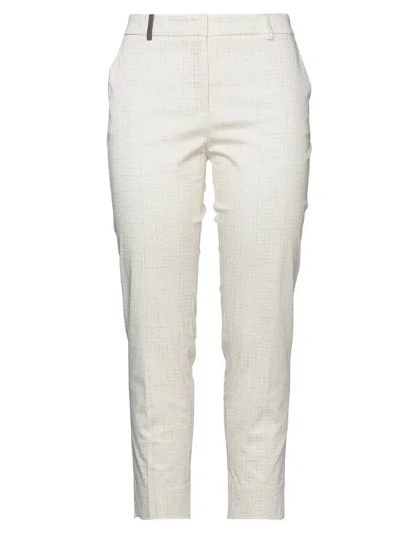 Peserico Houndstooth Tapered Trousers - Beige