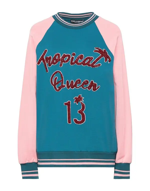 Dolce & Gabbana Cotton Sweatshirt With Crystal And Bead Embellishments