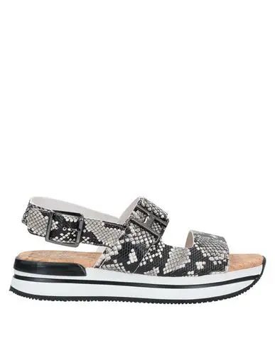 Hogan Leather Slingback Sandals - Grey