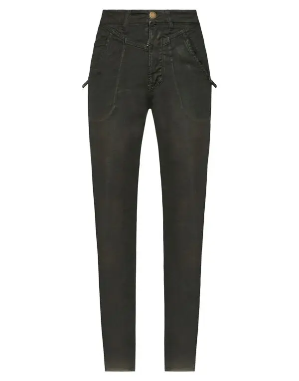 High Jeans In Cotton And Elastane - Green