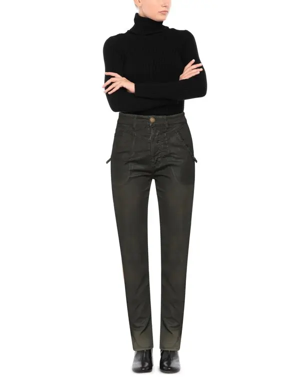 High Jeans In Cotton And Elastane - Green