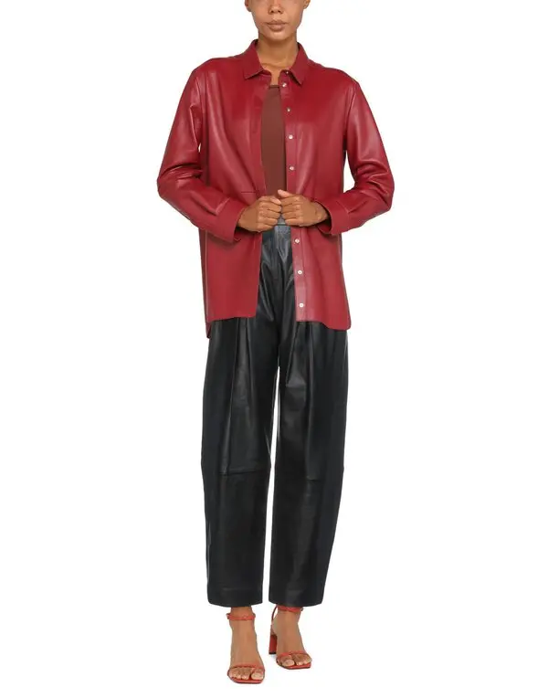 Alberta Ferretti Leather Tapered Pleated High Waisted Pants - Black