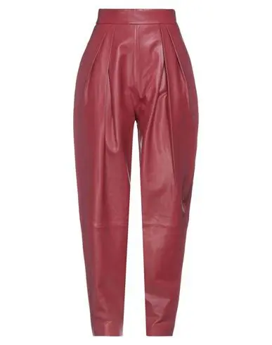 Alberta Ferretti Leather Tapered Pleated High Waisted Pants