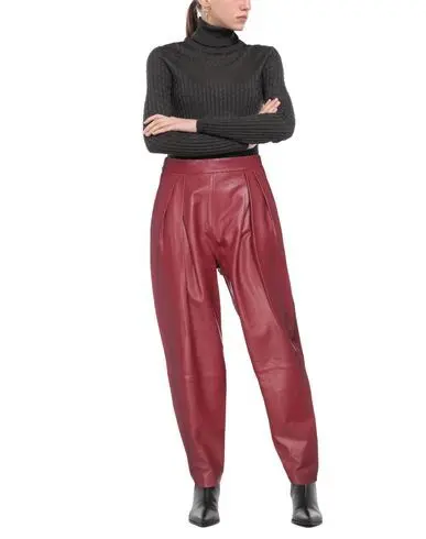 Alberta Ferretti Leather Tapered Pleated High Waisted Pants