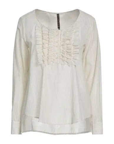 MANILA GRACE Woven Lamé Striped Top - Beige