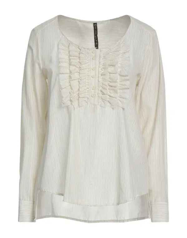 MANILA GRACE Woven Lamé Striped Top - Beige