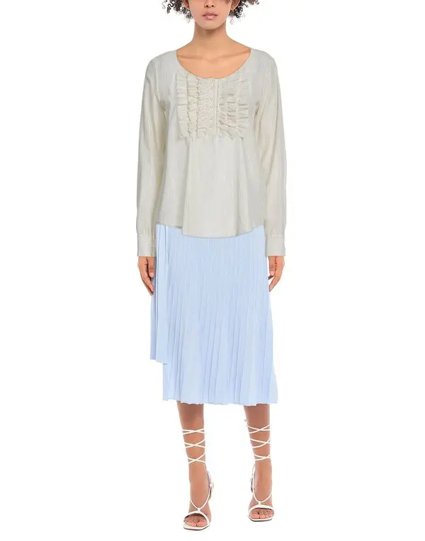 MANILA GRACE Woven Lamé Striped Top - Beige
