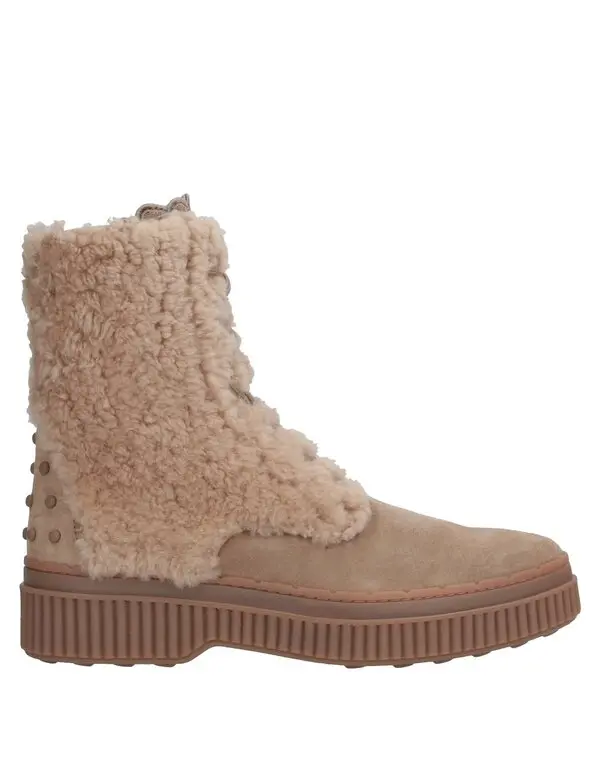 TOD'S Ankle Boots In Leather And Shearling - Beige