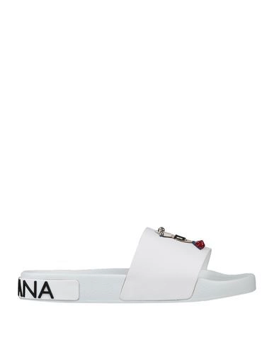 Dolce & Gabbana Calfskin Embellished Flat Slide Sandals