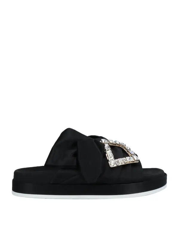 ROGER VIVIER Satin Slide Sandals - Black