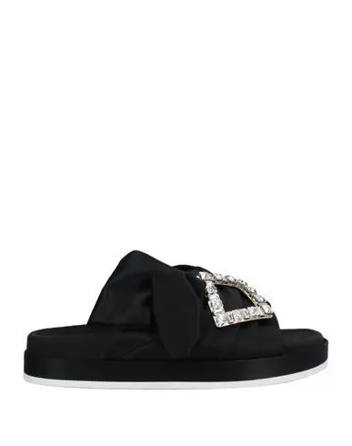 ROGER VIVIER Satin Slide Sandals - Black
