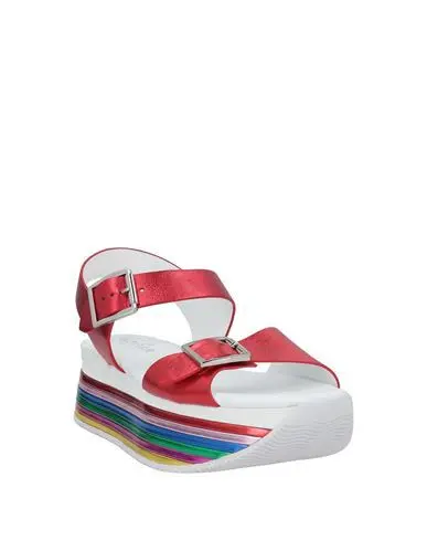 Hogan Leather Flatform Sandals - Red
