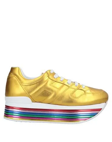 Hogan Metallic Leather Low-top Sneakers With Wedge Sole - Yellow