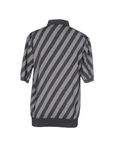 Dolce & Gabbana Cotton Striped Knit Polo Shirt - Grey