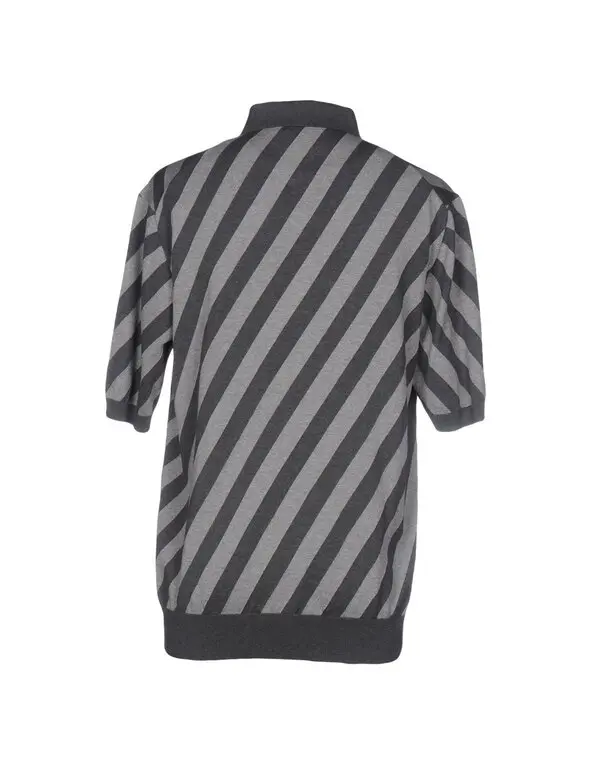 Dolce & Gabbana Cotton Striped Knit Polo Shirt - Grey