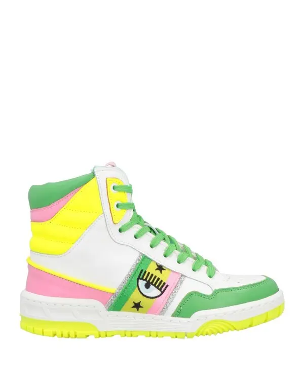 CHIARA FERRAGNI Leather High Top Sneakers - Green