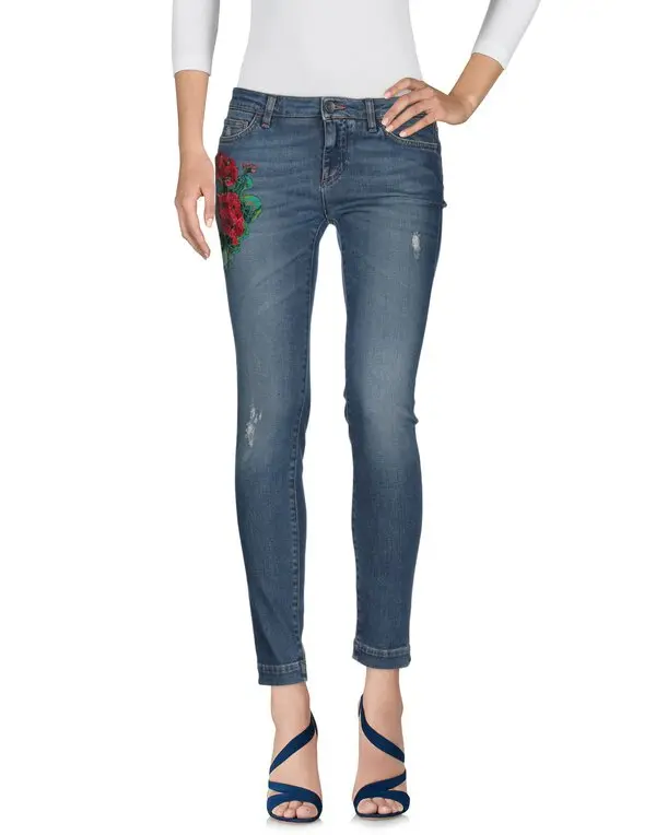 Dolce & Gabbana Skinny Jeans With Embroidery And Distressed Details
