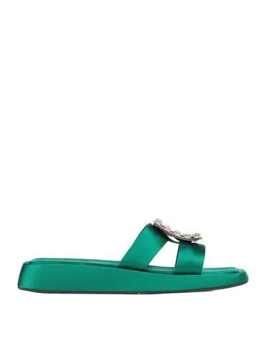 ROGER VIVIER Marigold Textile Fiber Slide Sandals - Green