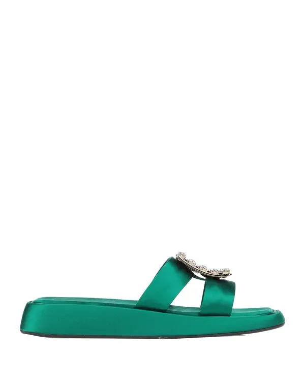 ROGER VIVIER Marigold Textile Fiber Slide Sandals - Green