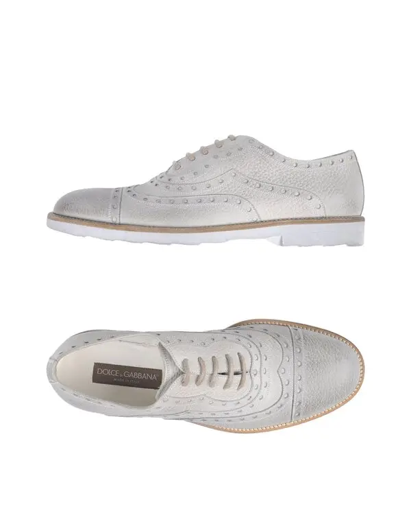 Dolce & Gabbana Lace-up Calfskin Oxford Shoes - Grey
