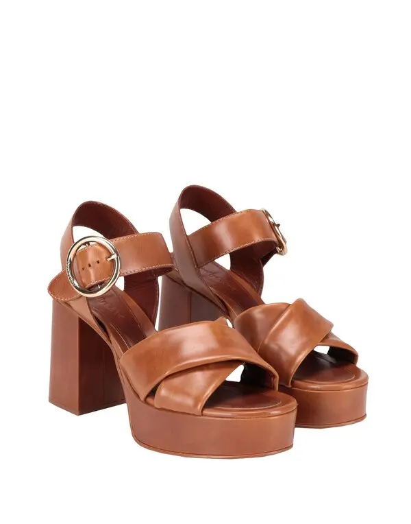 See By Chloé Leather Block Heel Sandals - Brown