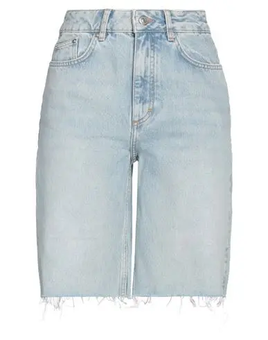 Maje Denim Shorts With Fringed Hem