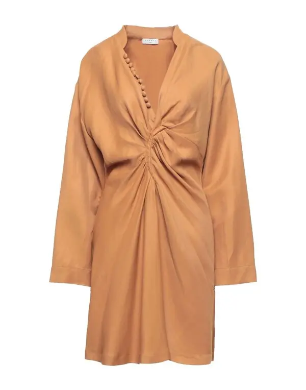 Sandro Mini Dress Viscose, Linen - Camel