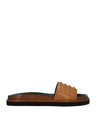 TOD'S Studded Leather Slide Sandals - Beige