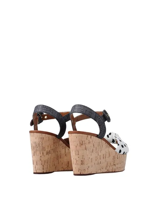 Dolce & Gabbana Sandals In Cork, Viscose, Cotton And Straw