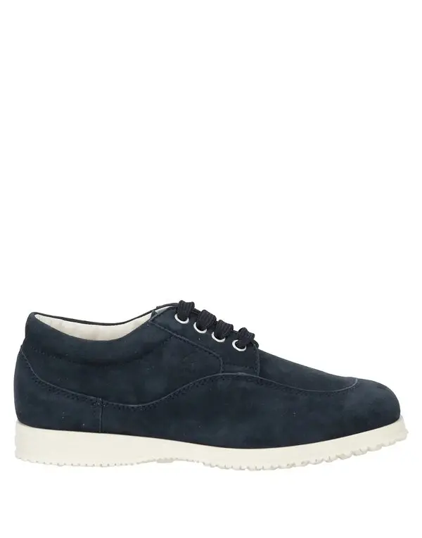 Hogan Sneakers In Leather With Cleated Rubber Sole - Blue