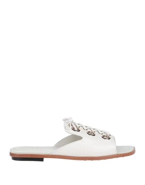 TOD'S Leather Slide Sandals - White