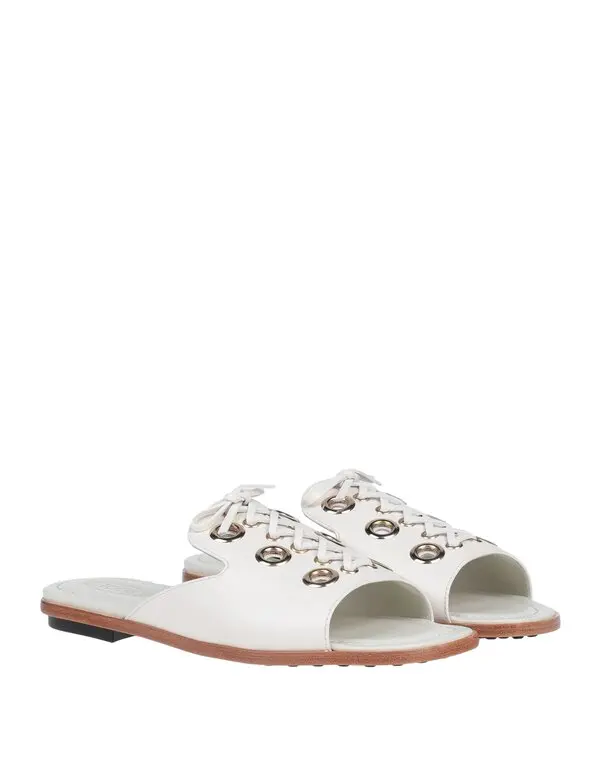 TOD'S Leather Slide Sandals - White