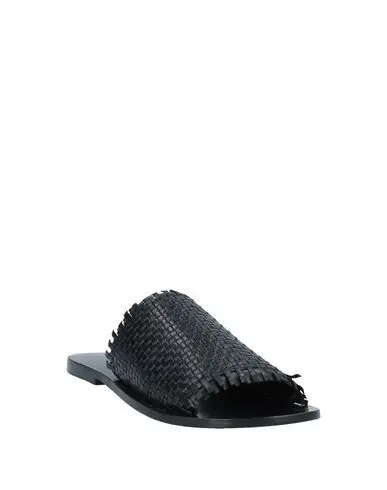 STRATEGIA Leather Slide Sandals - Black