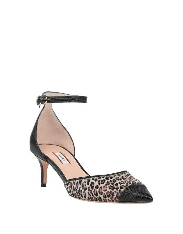 Bally Pumps In Calfskin With Ankle Strap And Leopard Print
