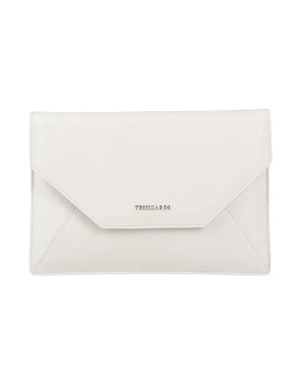 TRUSSARDI Textured Leather Clutch - Ivory