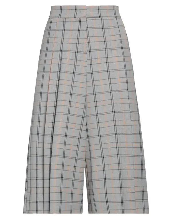 SEMICOUTURE Wide Leg Tartan Pants - Grey